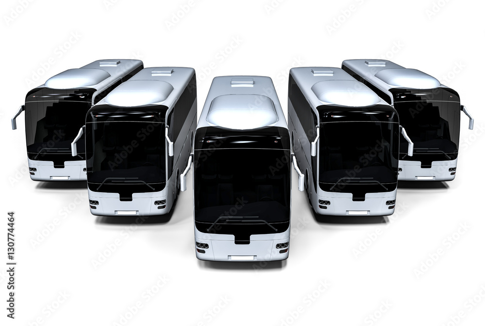 a fleet of buses / 3D render representing a fleet of buses Stock ...