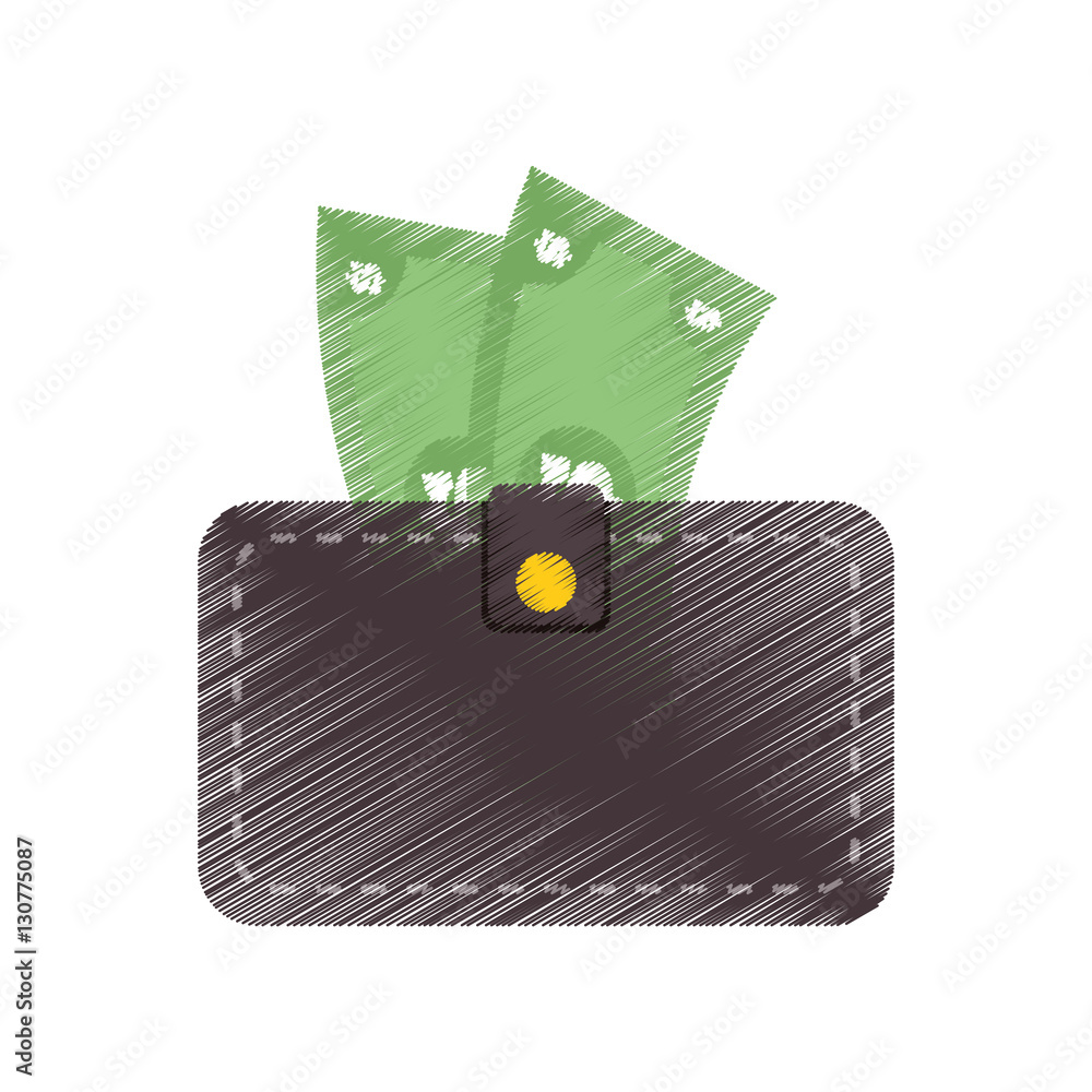 hand draw wallet bill money cash dollar color vector illustration eps ...