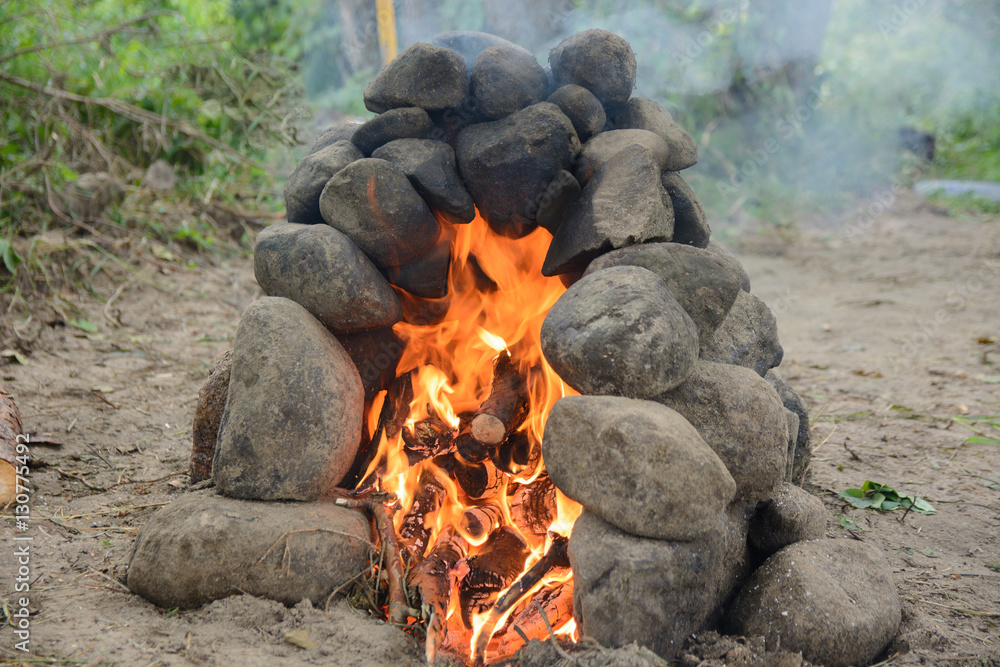 Stone Campfire Stock Photo | Adobe Stock