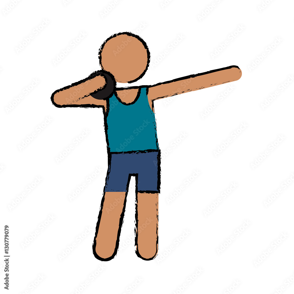 drawing athletic shot put ball throwing vector illustration eps 10 ...