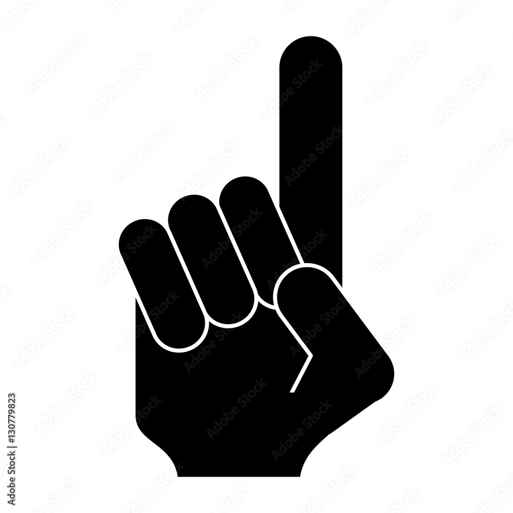 silhouette number one hand fan american football vector illustration ...