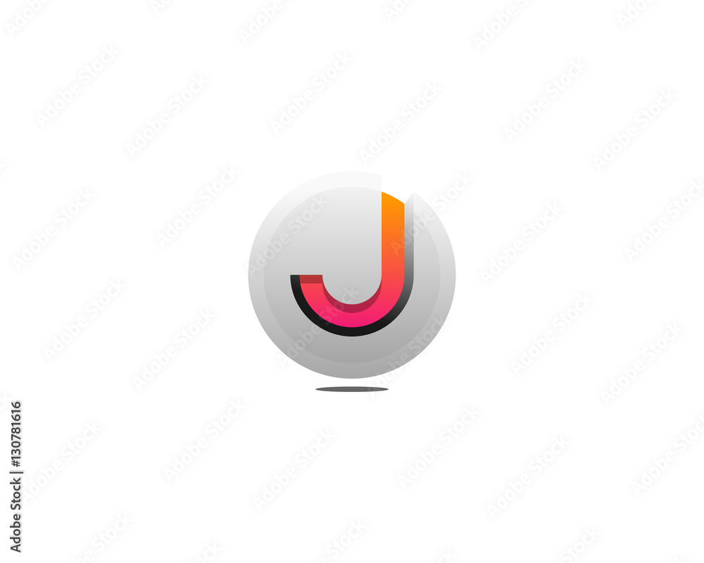 Letter J 3D Circle Logo Design Template Element Stock Vector | Adobe Stock