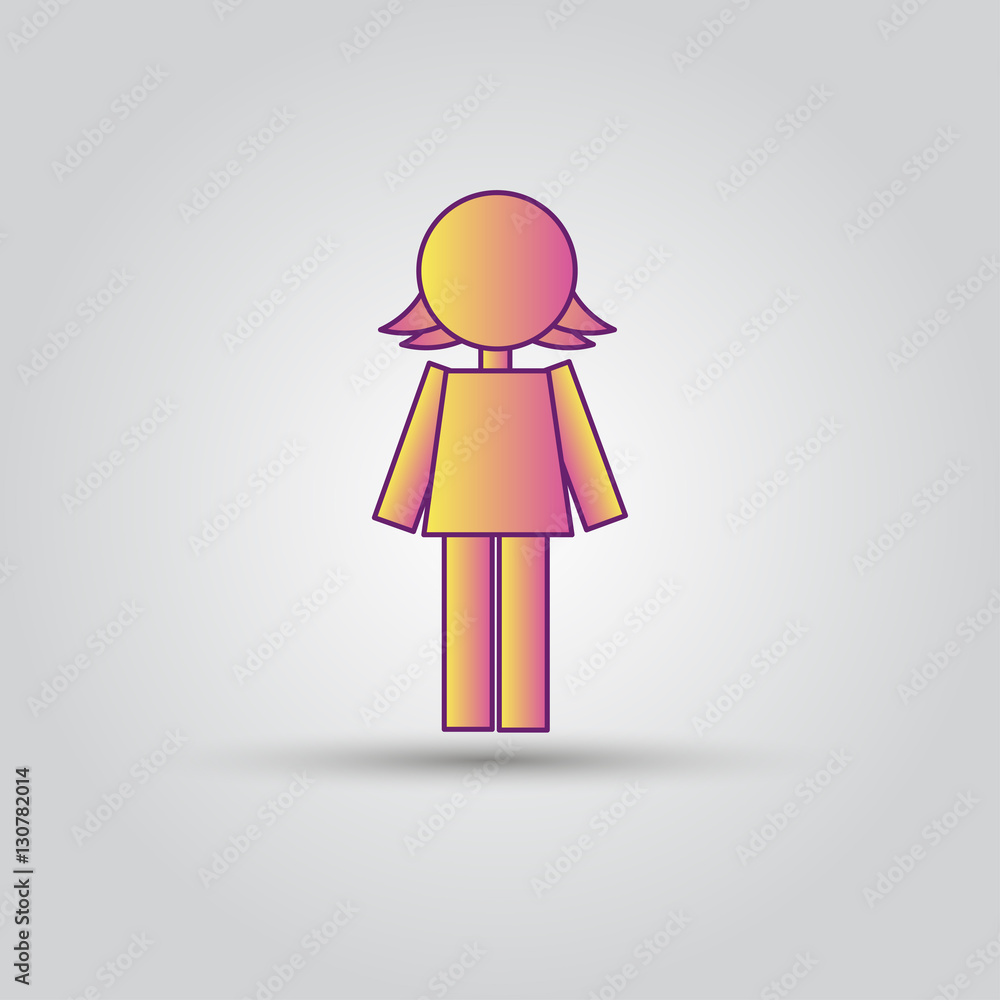 Icon pink stick figure female women or girl Stock Vector | Adobe Stock