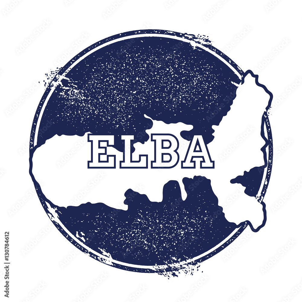Elba vector map. Grunge rubber stamp with the name and map of island ...