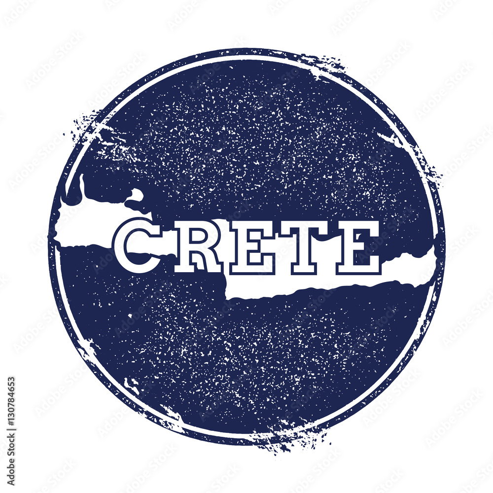 Crete vector map. Grunge rubber stamp with the name and map of island ...