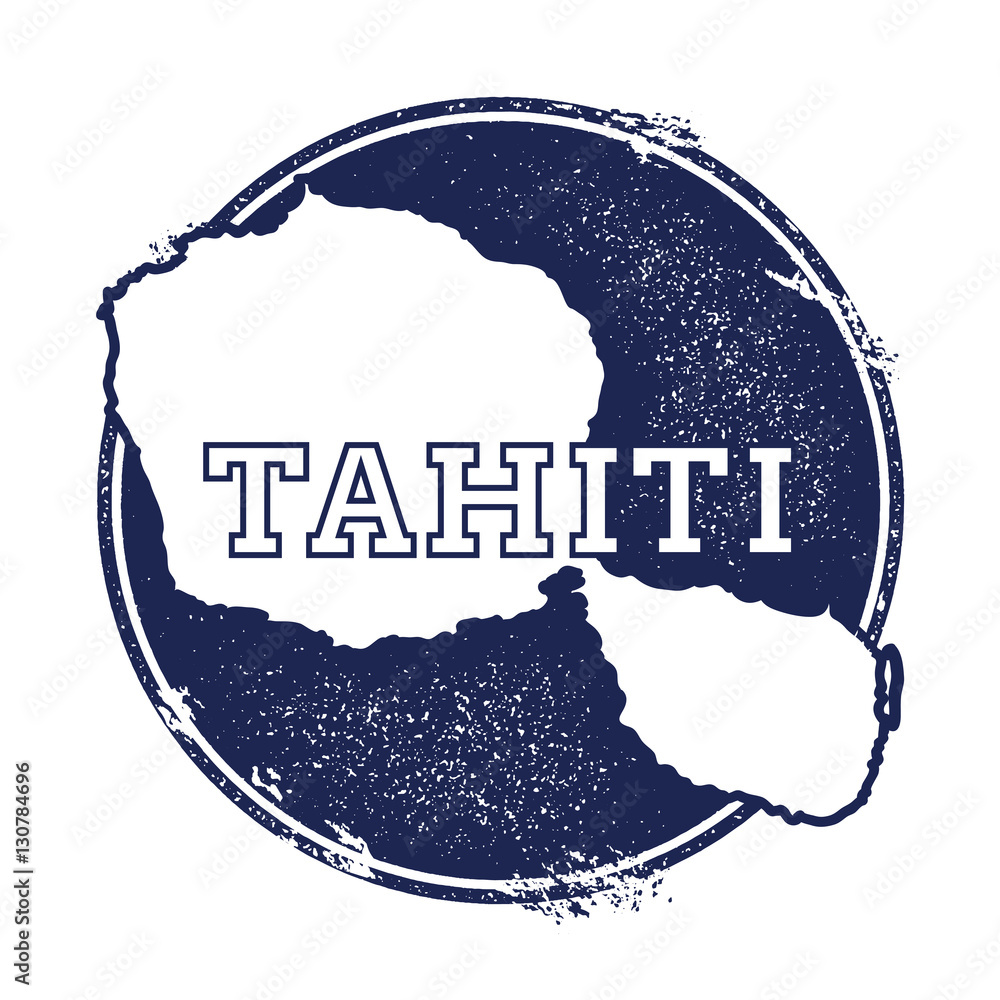 Tahiti vector map. Grunge rubber stamp with the name and map of island ...