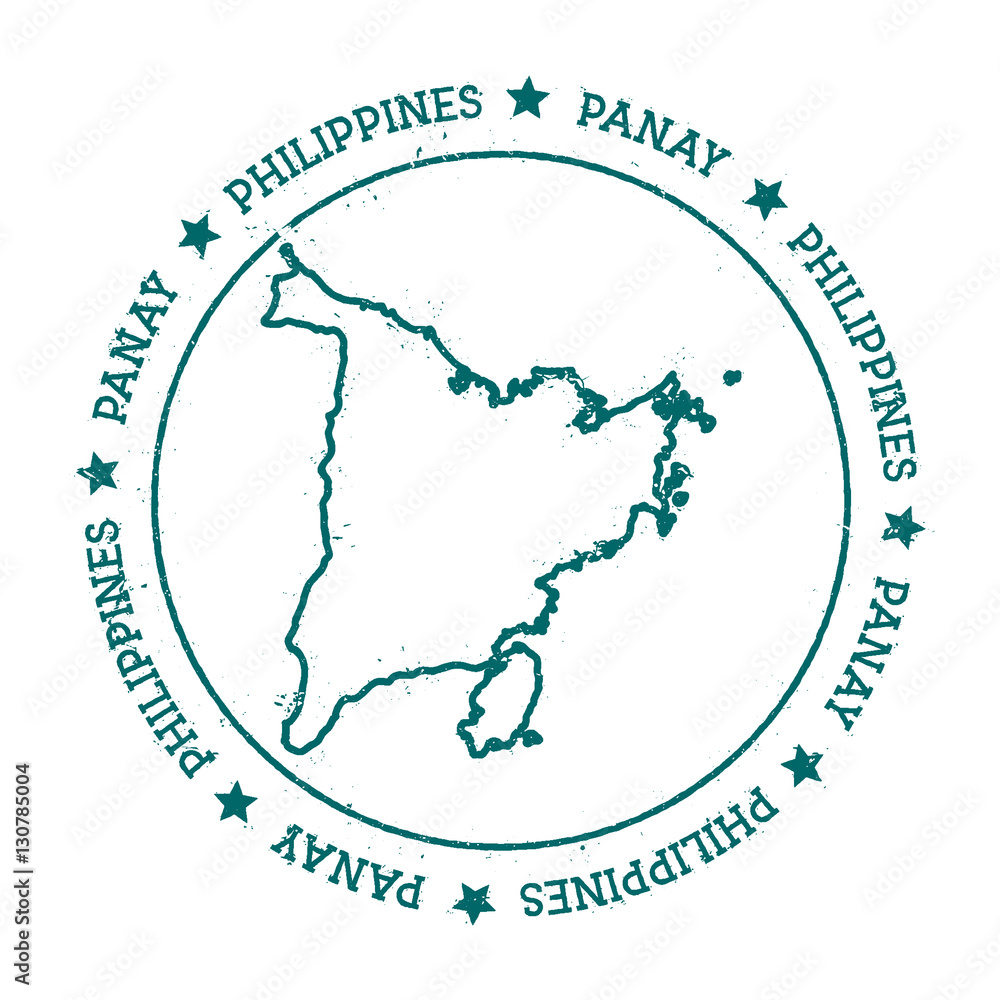 Panay vector map. Distressed travel stamp with text wrapped around a ...