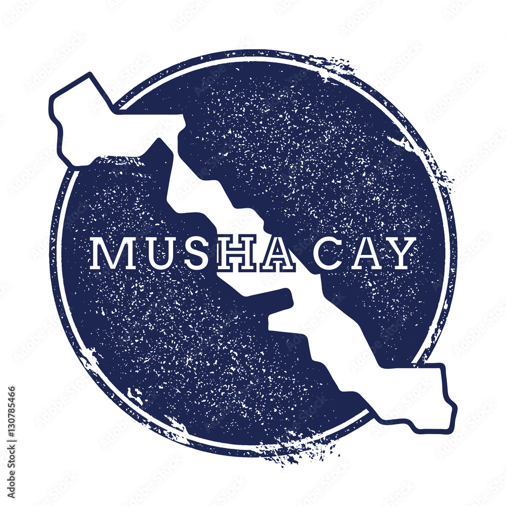Musha Cay vector map. Grunge rubber stamp with the name and map of ...