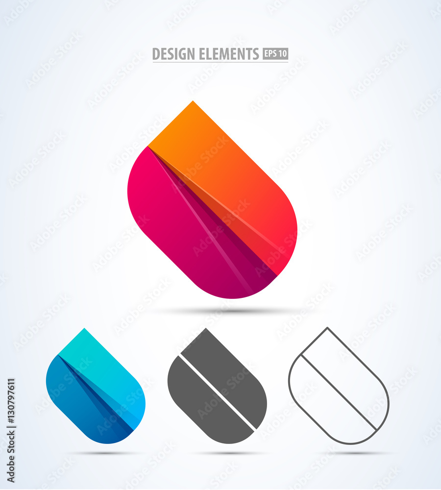 Vector abstract drop bubble logo icons set. Design elements collection ...
