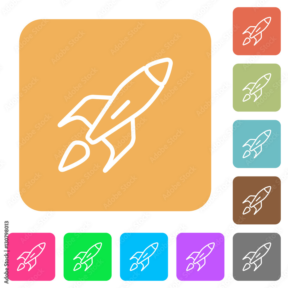 Launched rocket rounded square flat icons Stock Vector | Adobe Stock