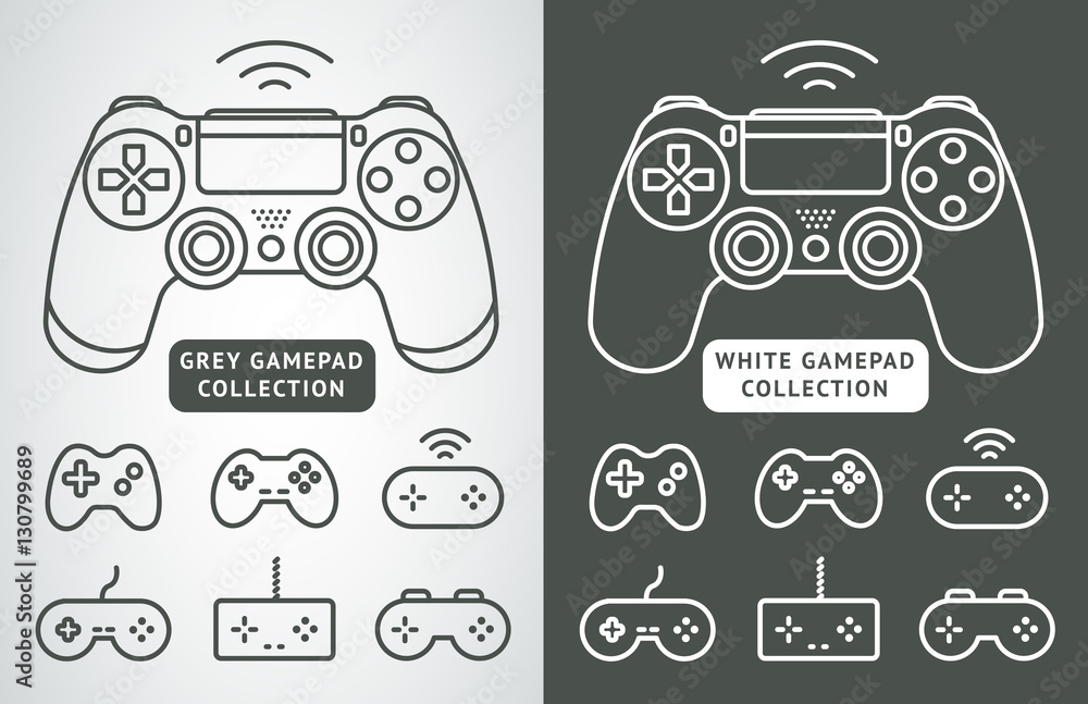 Simple vector gamepad icon set. Joypad, joystick illustration isolated ...