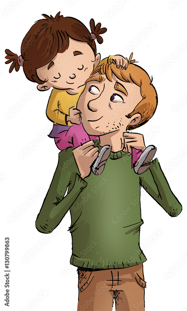 niña con su padre Illustration Stock | Adobe Stock