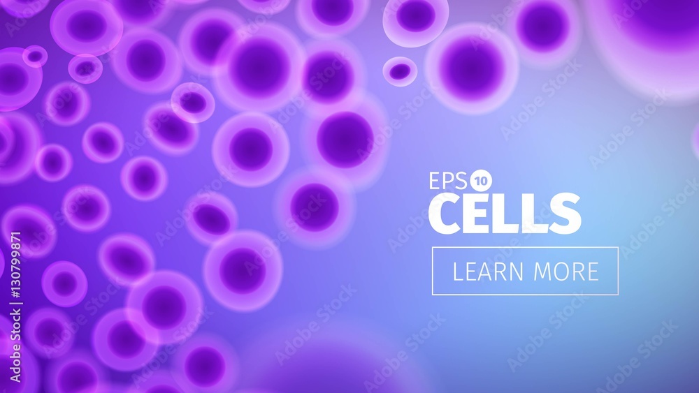 Biology background. Abstract vector cells illustration. Microscope view ...
