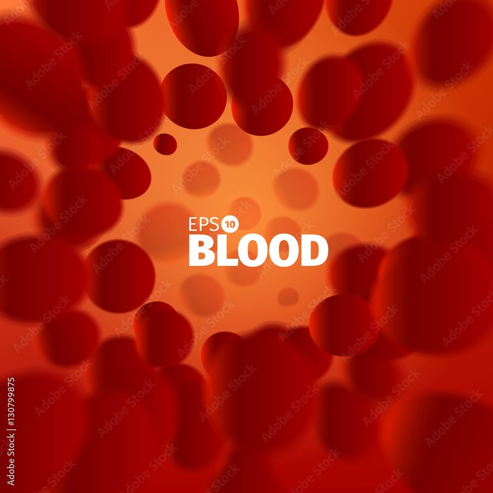Abstract vector blood background . Science illustration. Microscope ...