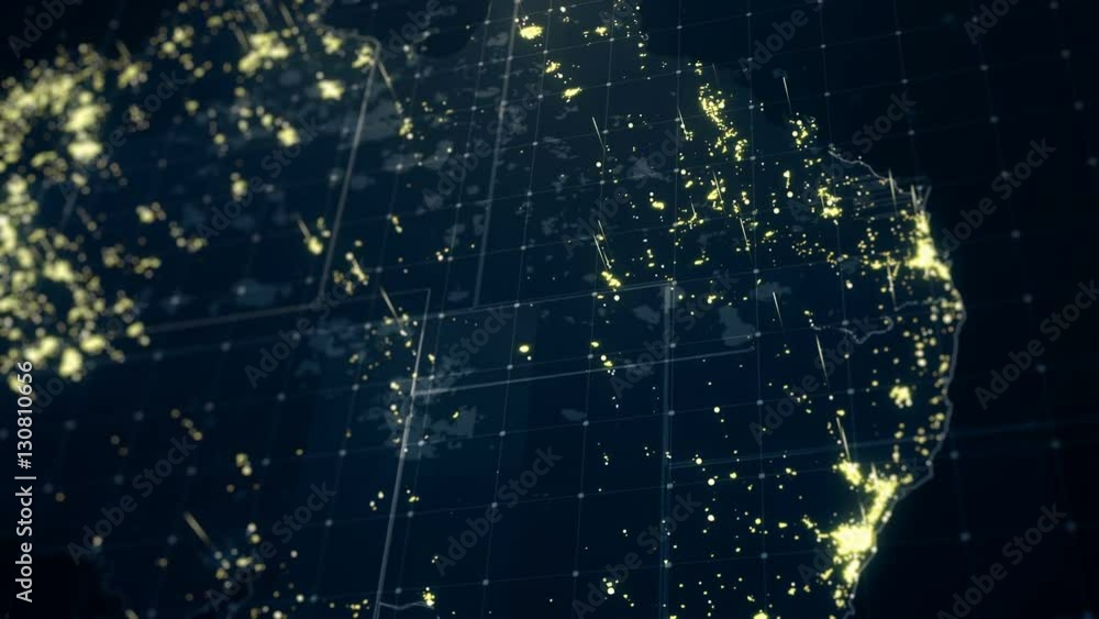 Australia Map Night Lighting. Animation of the night lighting on the ...