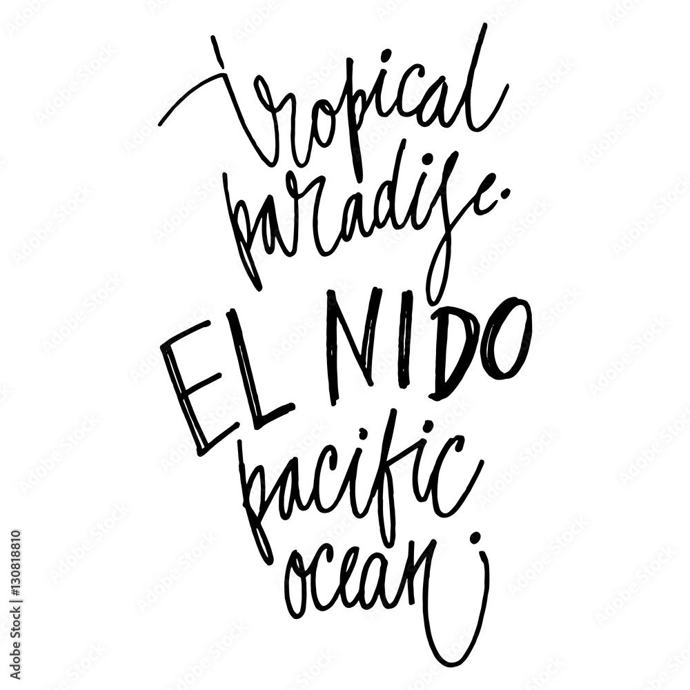Tropical paradise hand lettering design for posters, t-shirts, cards ...