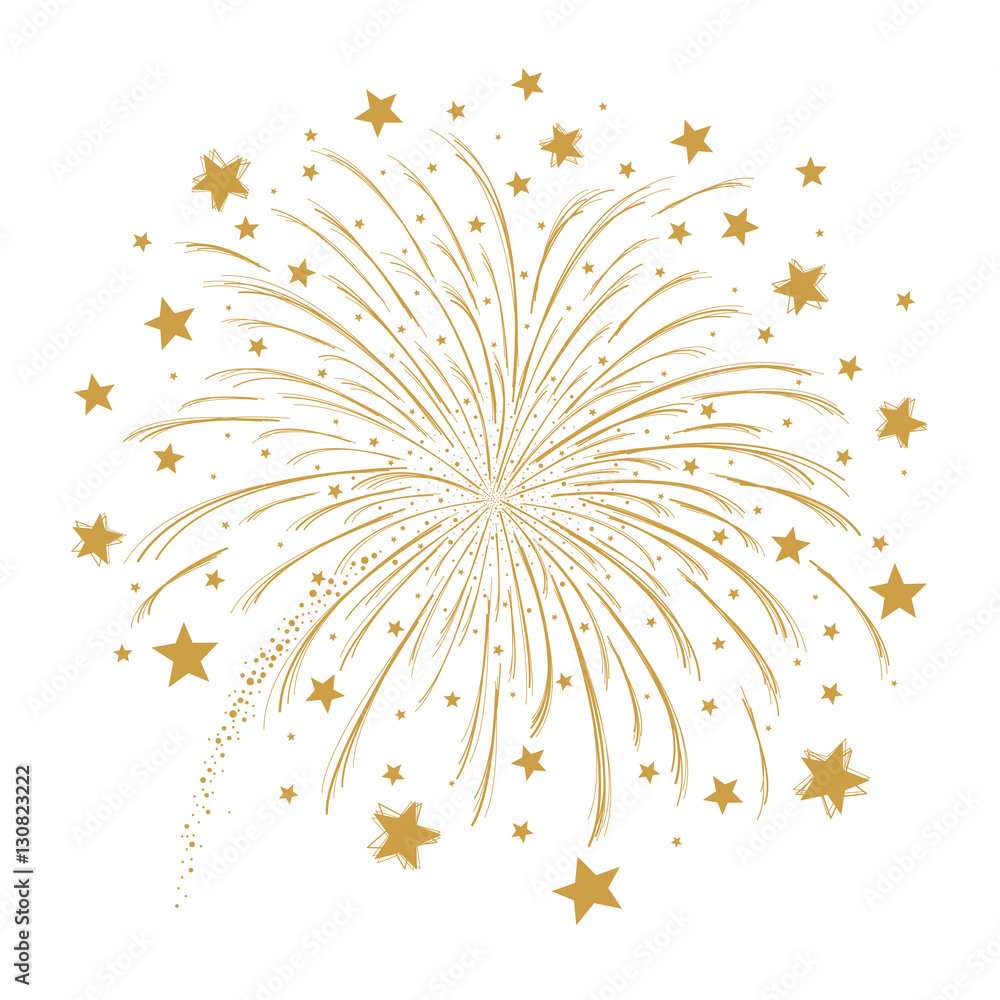 Gold Fireworks White Background