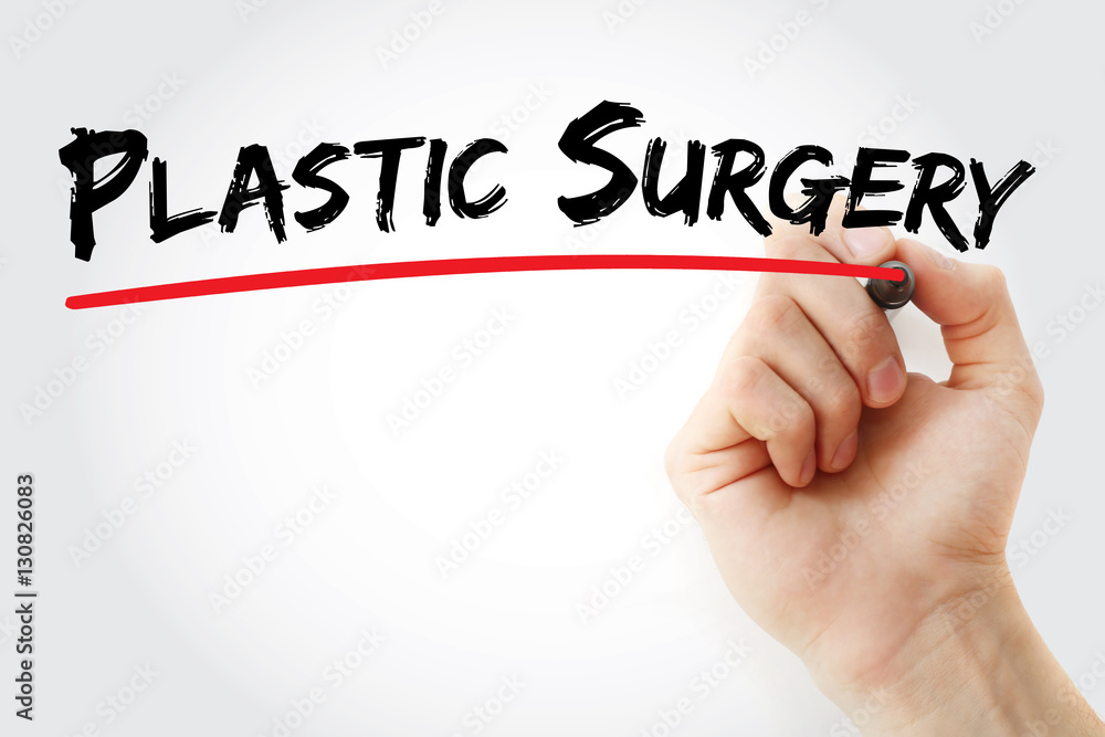 Hand writing Plastic surgery with marker, concept background Stock ...