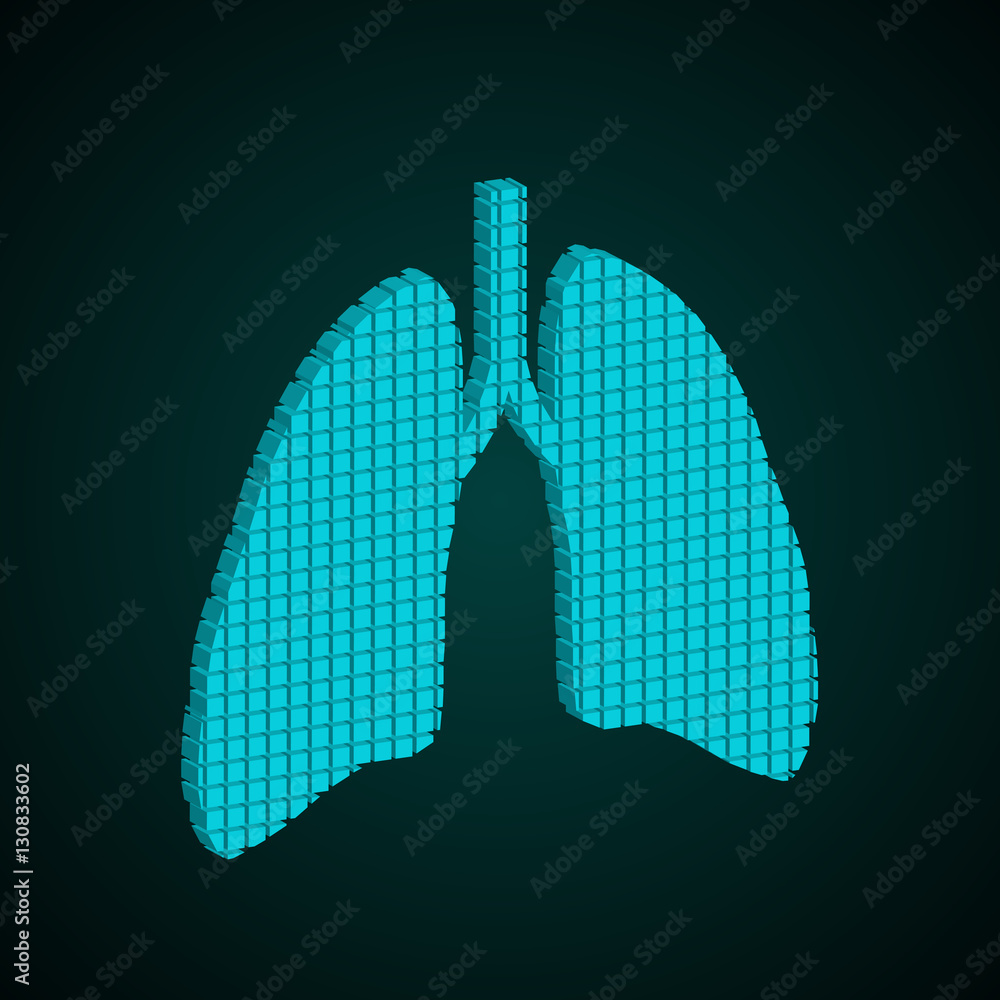 Pixel art lungs logo. Vector logotype design. 3D Abstract human lungs ...