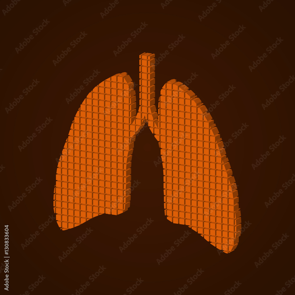 Pixel art lungs logo. Vector logotype design. 3D Abstract human lungs ...