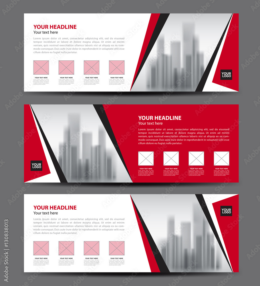 Red Banner template vector, Horizontal header, advertising, busi Stock ...