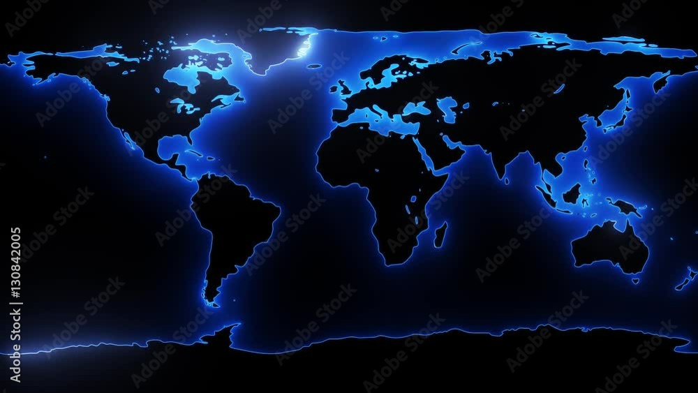 Light Go Around World Map. Seamless Loop Stock Video | Adobe Stock