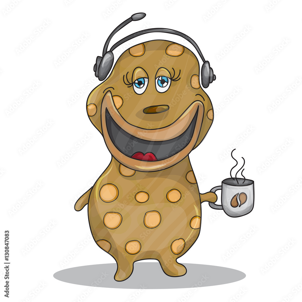 Fun Cartoon Character Phone Operator Stock Vector | Adobe Stock