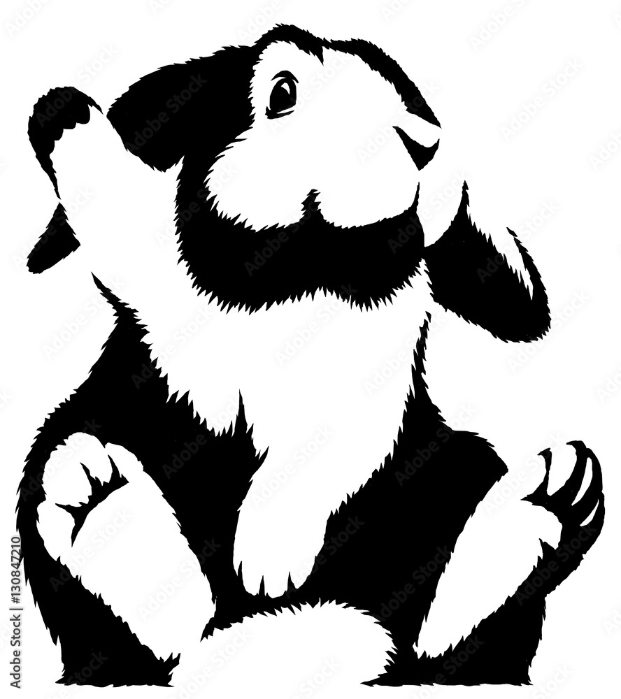 black and white linear paint draw rabbit illustration Stock ...