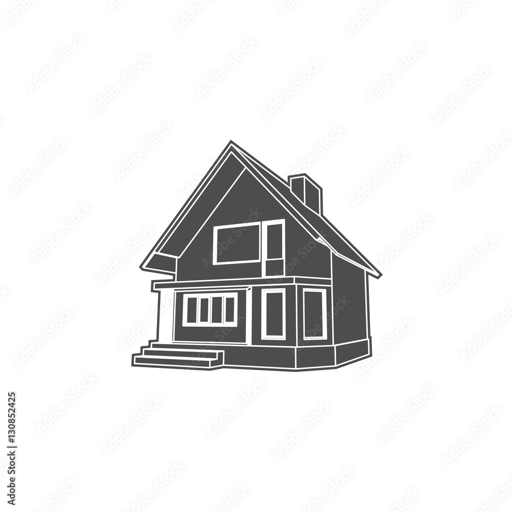 Three-dimension house model vector illustration Stock Vector | Adobe Stock