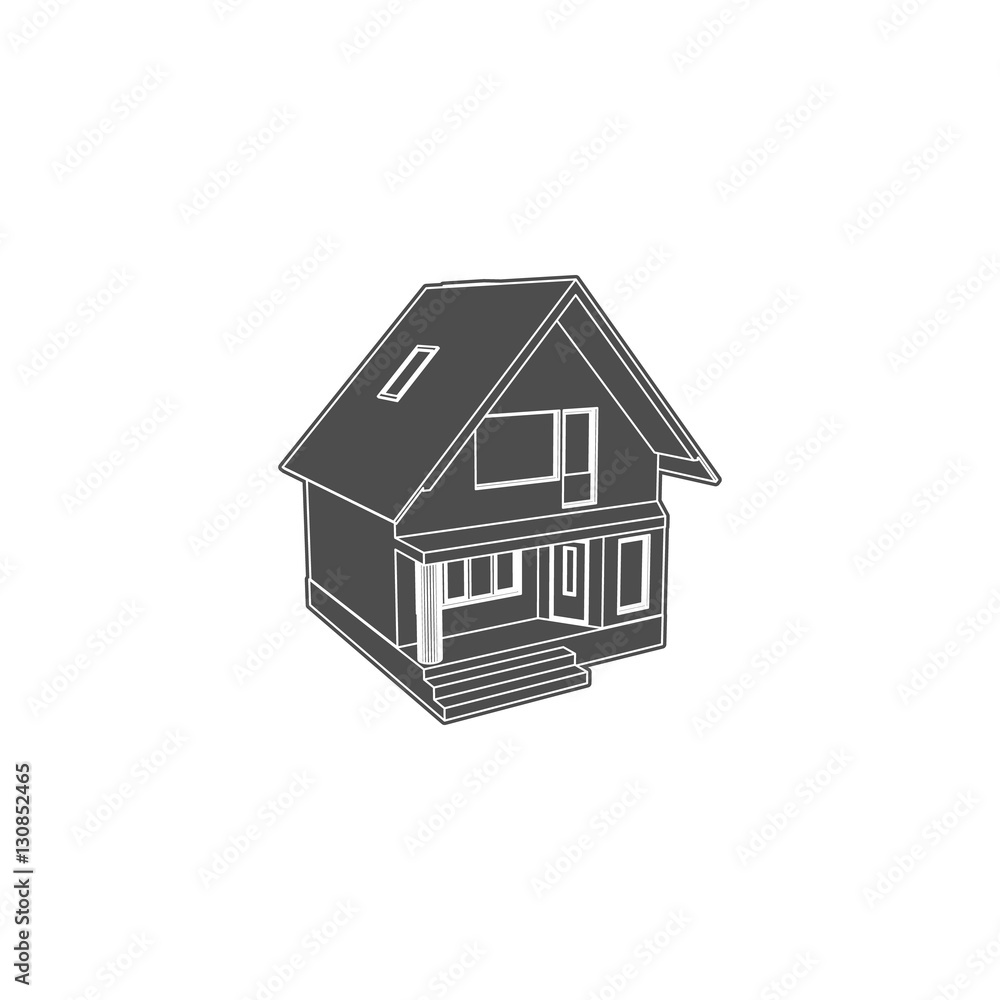 Three-dimension house model vector illustration Stock Vector | Adobe Stock