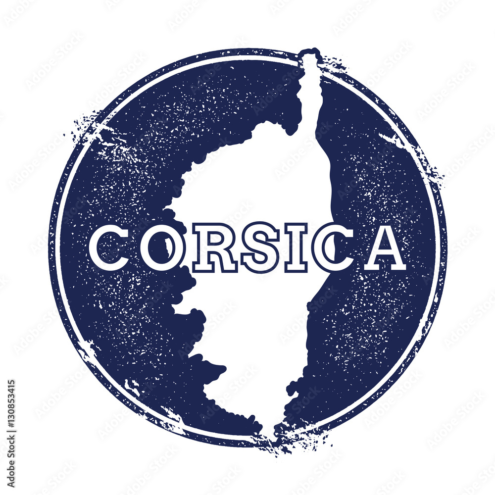 Corsica vector map. Grunge rubber stamp with the name and map of island ...