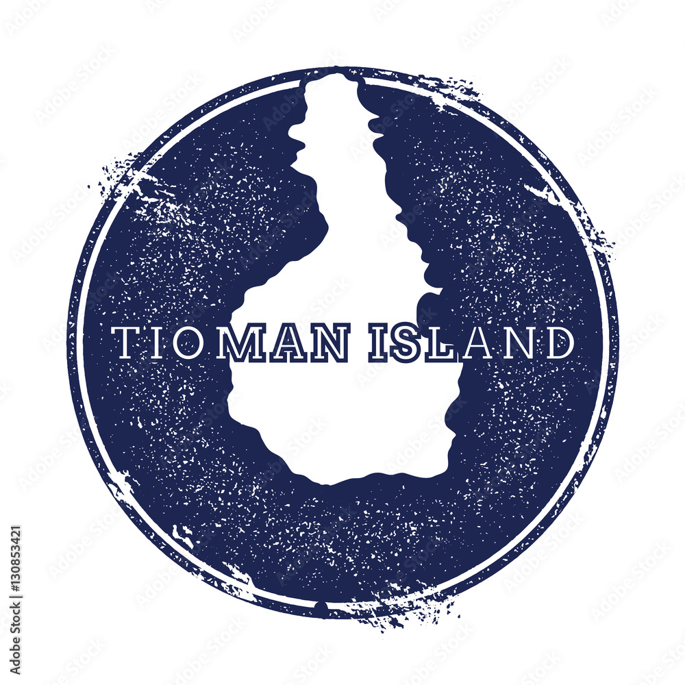 Tioman Island vector map. Grunge rubber stamp with the name and map of ...