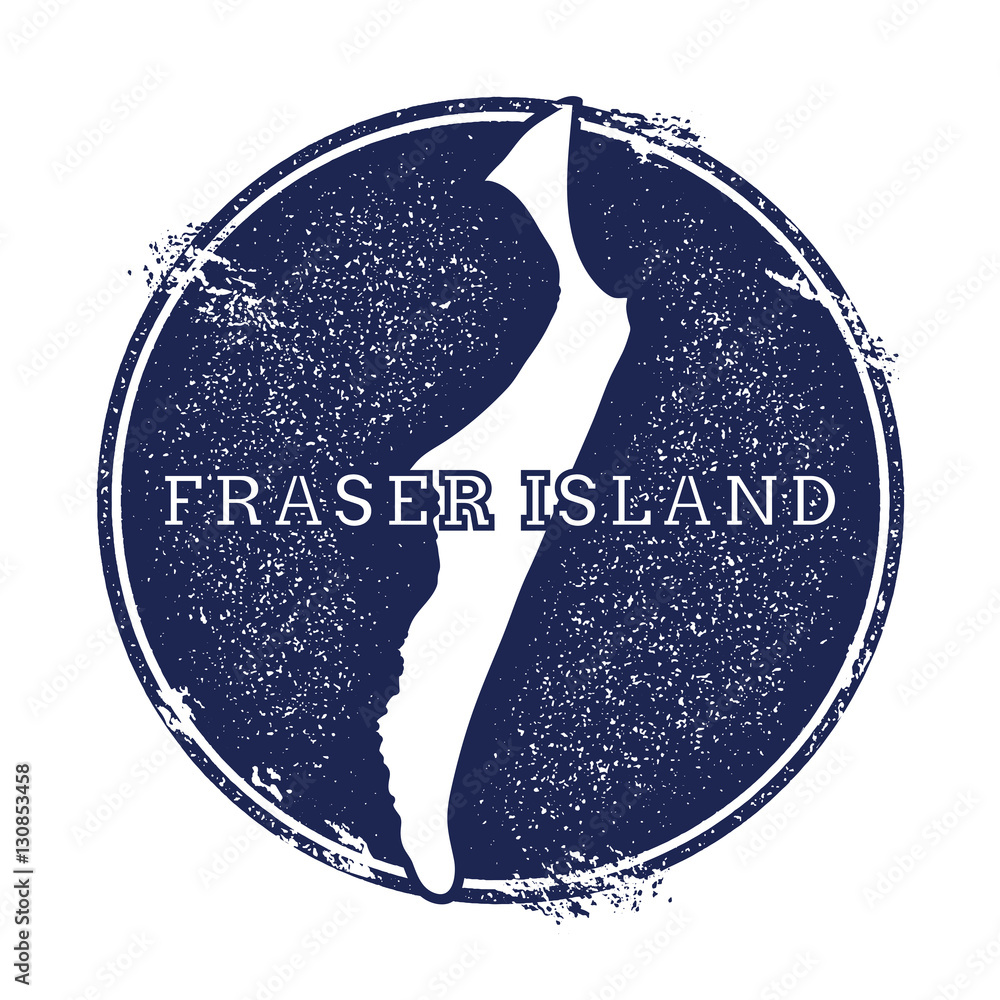 Fraser Island vector map. Grunge rubber stamp with the name and map of ...