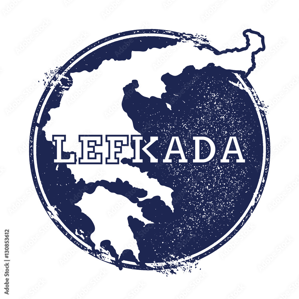 Lefkada vector map. Grunge rubber stamp with the name and map of island ...