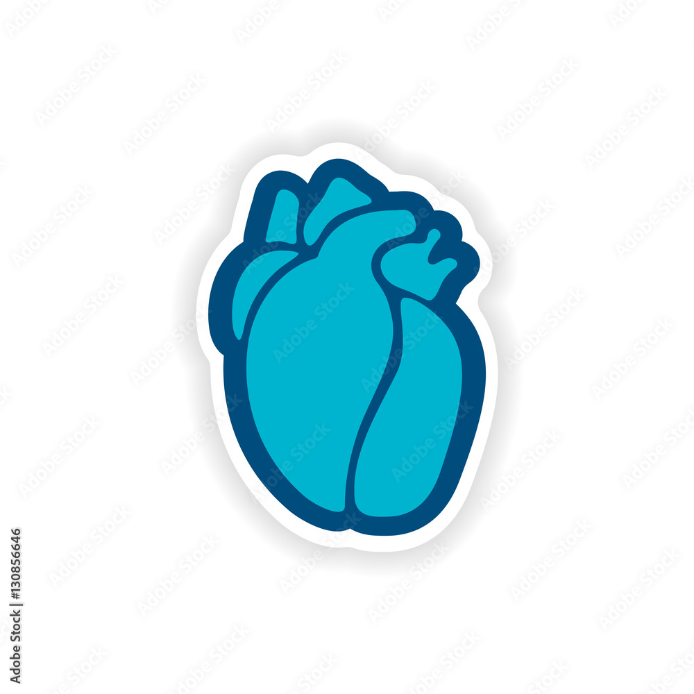 paper sticker on white background human heart Stock Vector | Adobe Stock