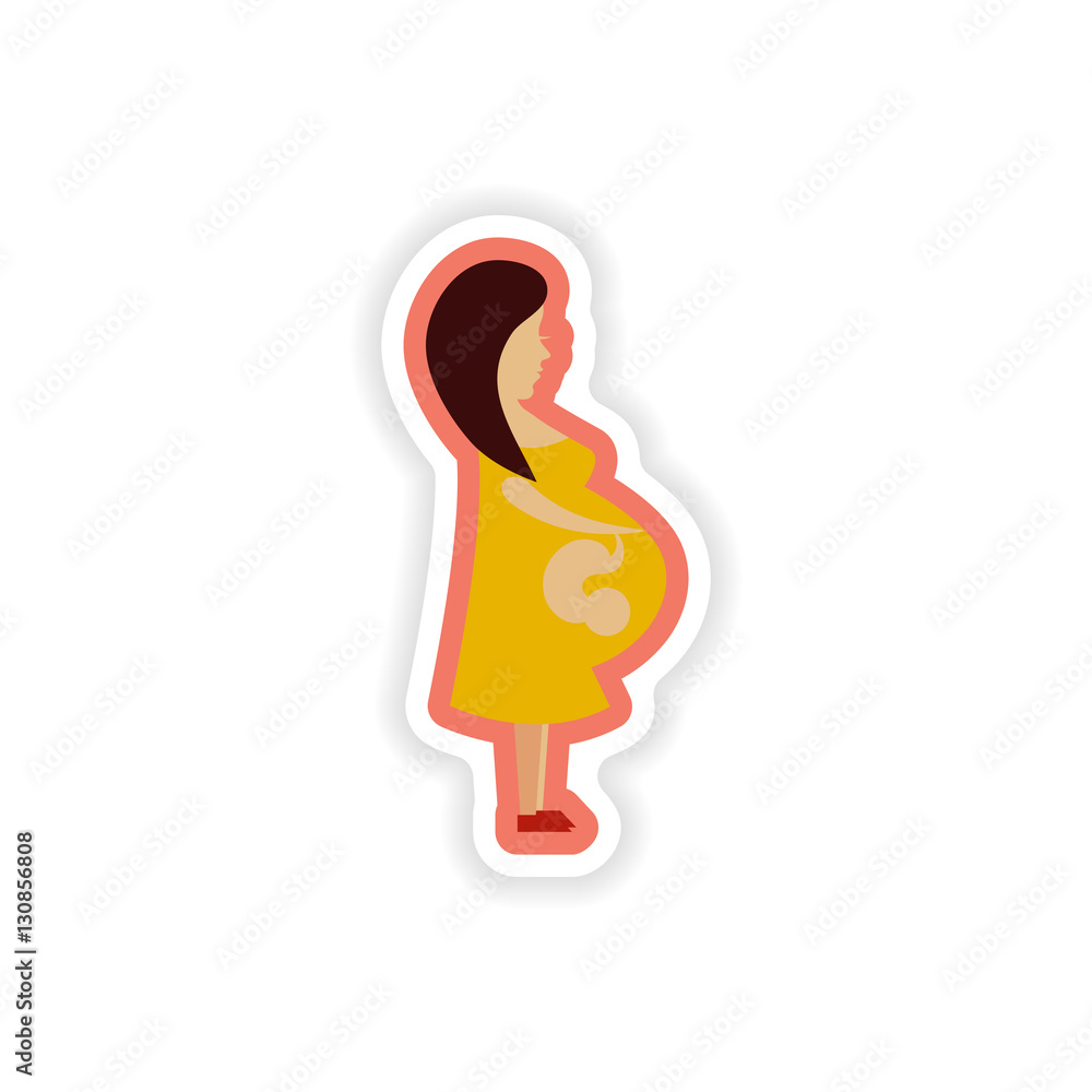 paper sticker on white background pregnant Girl Stock Vector | Adobe Stock