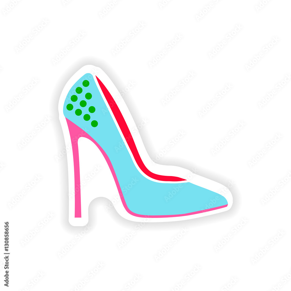 stylish paper sticker on white background shoes Stock-Vektorgrafik ...