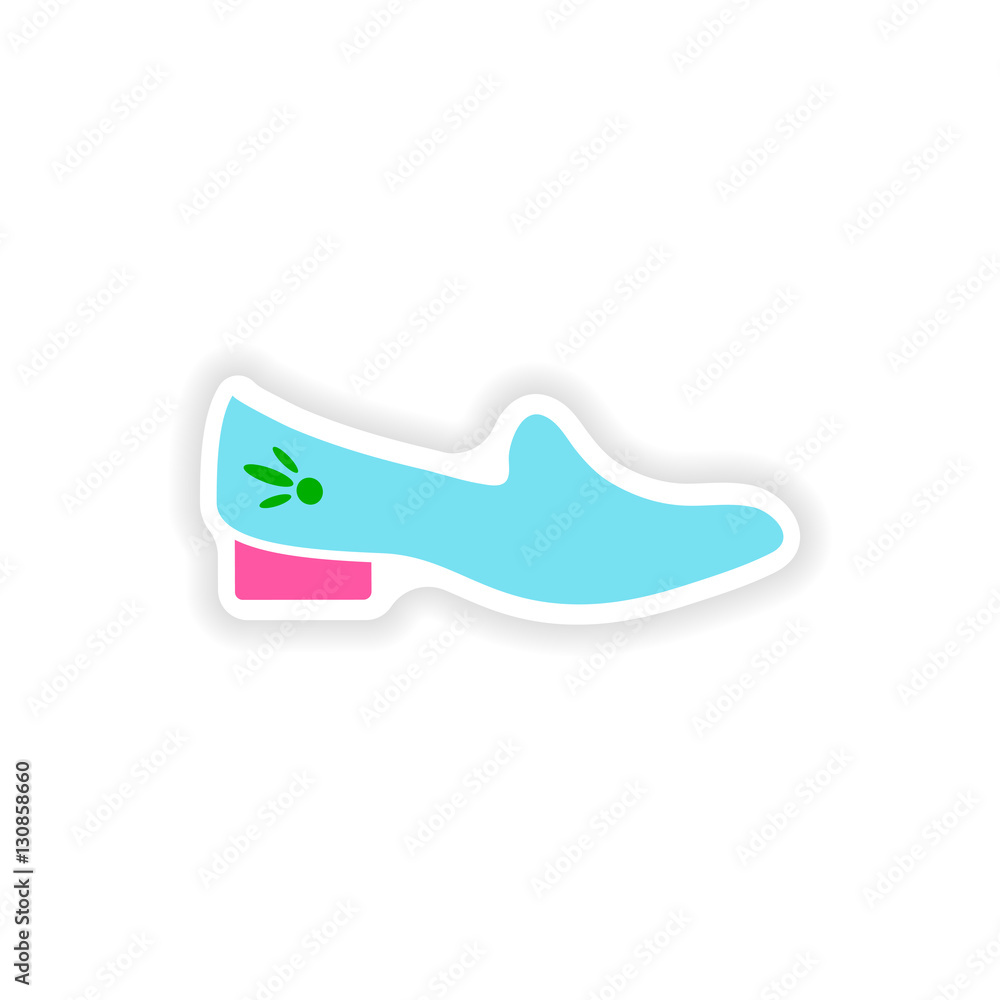 stylish paper sticker on white background shoes Stock-Vektorgrafik ...