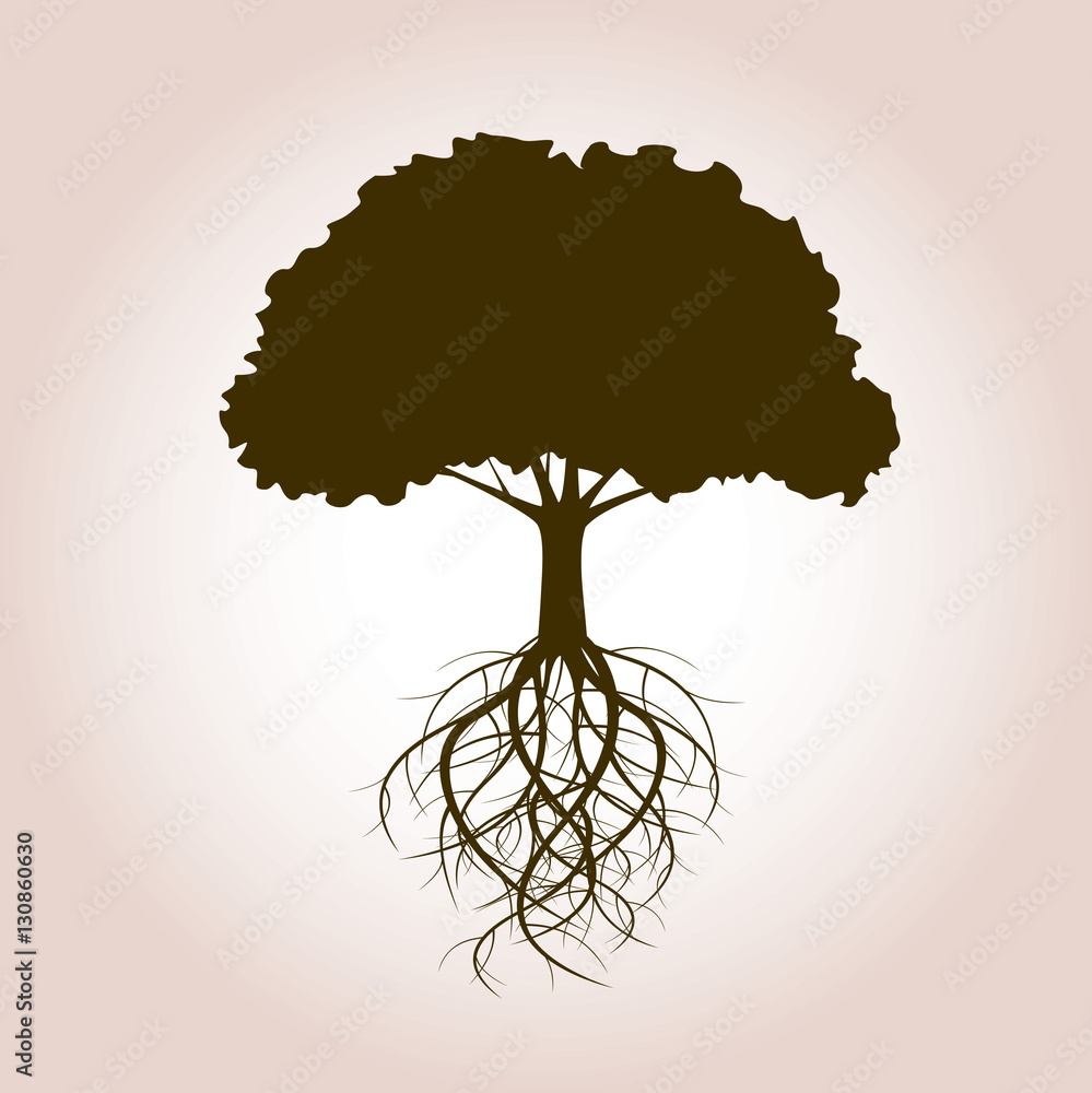 Shape of Tree and Roots. Vector Illustration. Stock Vector | Adobe Stock