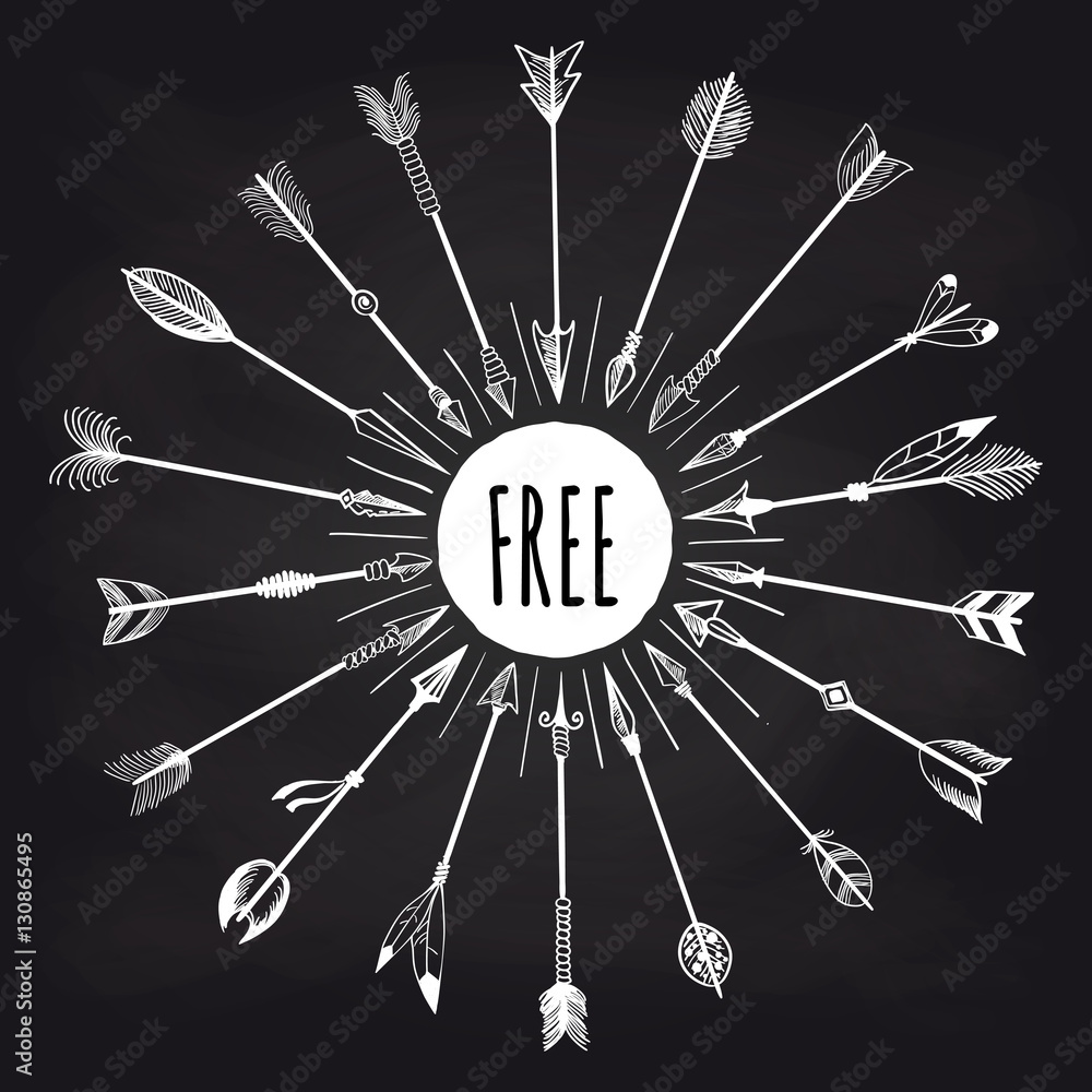 Tribal arrows banner with lettering free on chalkboard design. Vector ...