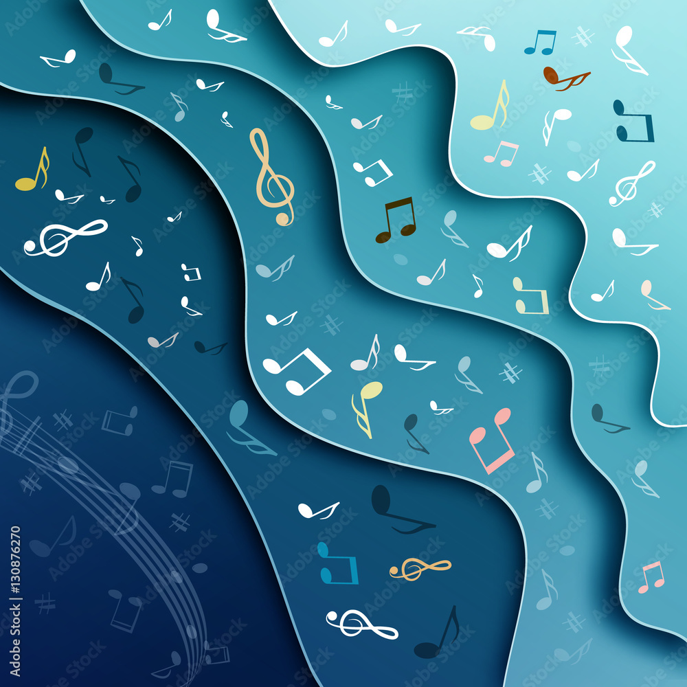 Music Background. Abstract Vector Cover Design with Notes and Staff ...