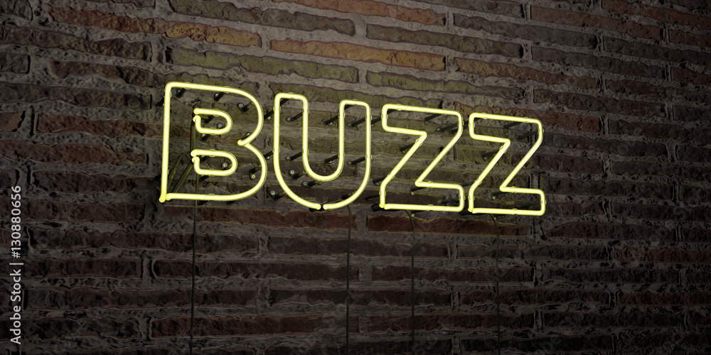 BUZZ -Realistic Neon Sign on Brick Wall background - 3D rendered ...