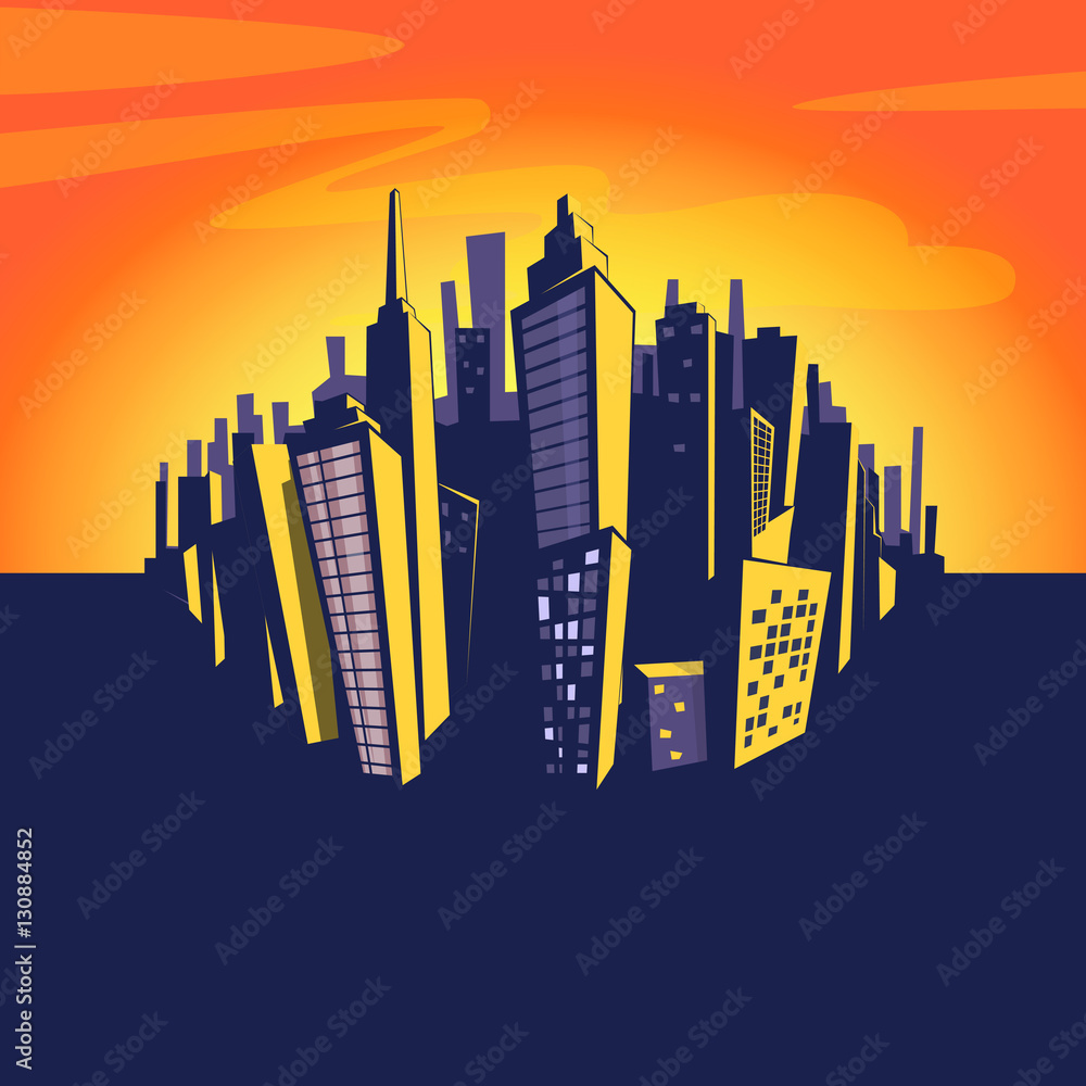 Cartoon city background. Vector illustration of cityscape Stock Vector ...
