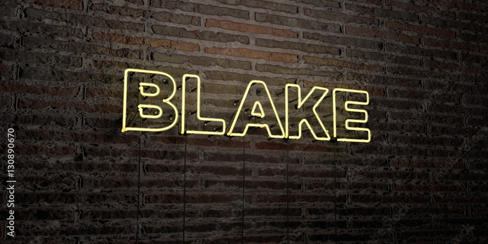 BLAKE -Realistic Neon Sign on Brick Wall background - 3D rendered ...
