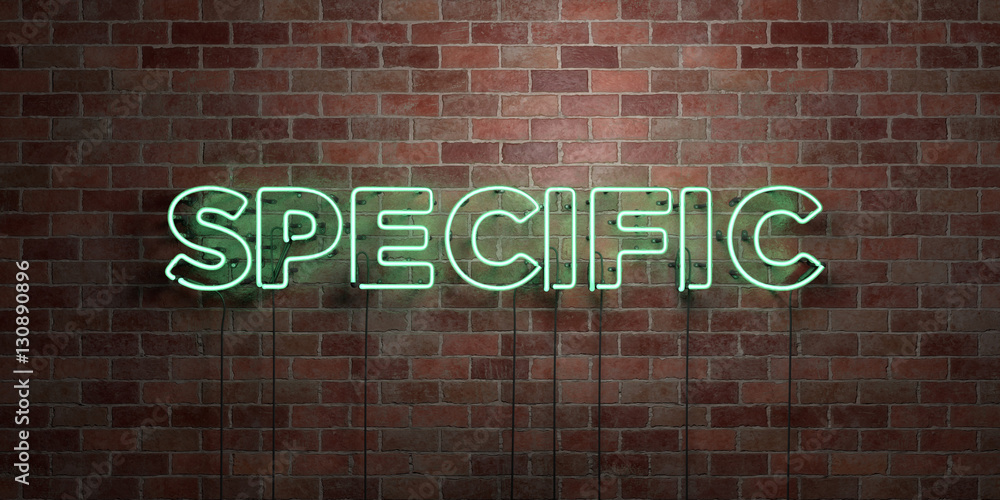 SPECIFIC - fluorescent Neon tube Sign on brickwork - Front view - 3D ...