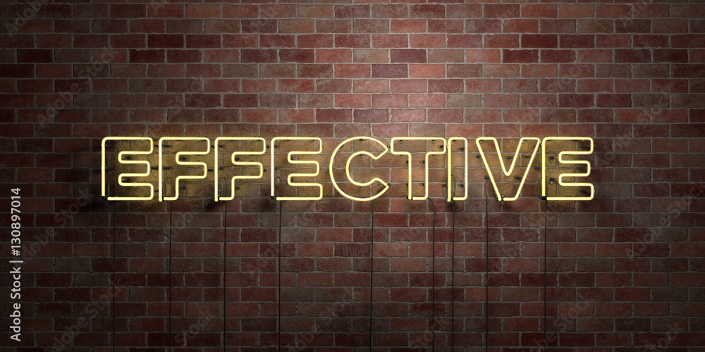 EFFECTIVE - fluorescent Neon tube Sign on brickwork - Front view - 3D ...