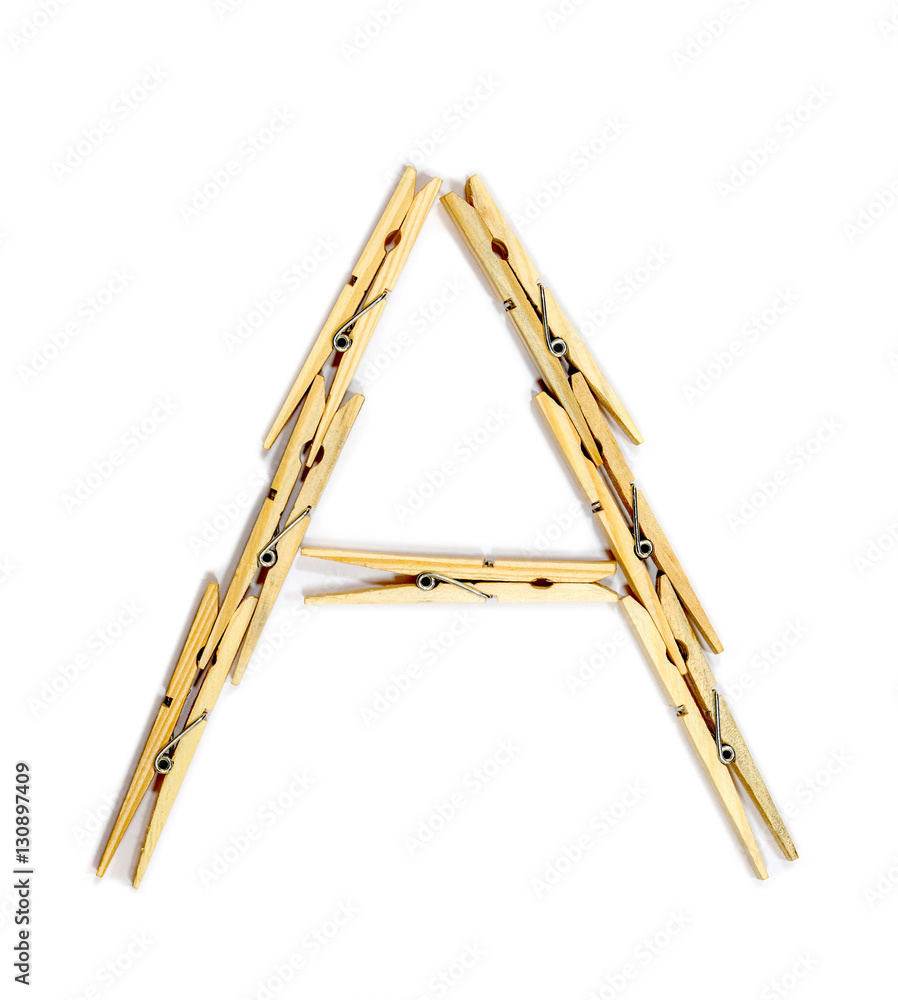 Clothespin letter A Stock-Foto | Adobe Stock
