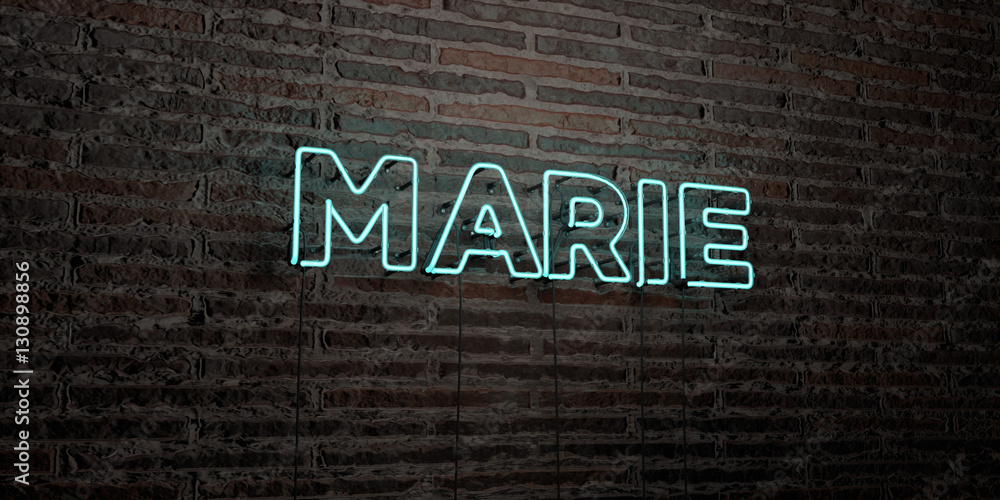 MARIE -Realistic Neon Sign on Brick Wall background - 3D rendered ...
