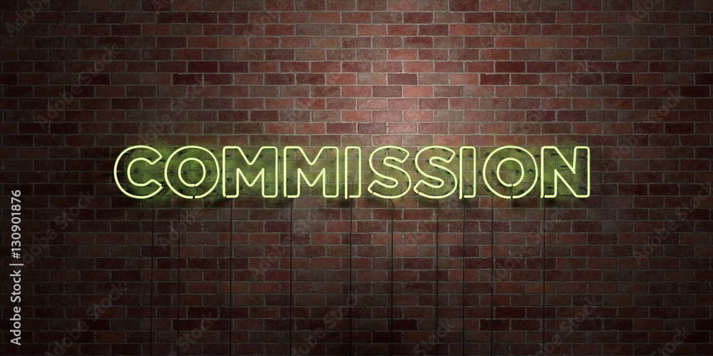 COMMISSION - fluorescent Neon tube Sign on brickwork - Front view - 3D ...