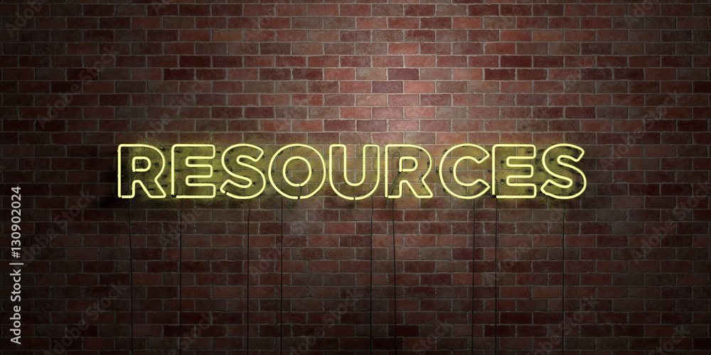 RESOURCES - fluorescent Neon tube Sign on brickwork - Front view - 3D ...